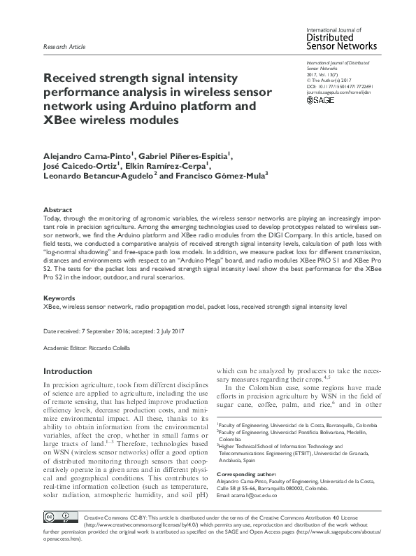 (PDF) Received strength signal intensity performance analysis in wireless sensor network using ...