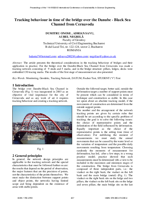 (PDF) Tracking behaviour in time of the bridge over the Danube -Black ...