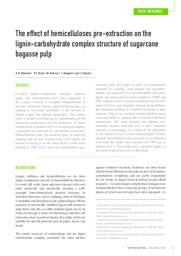 (PDF) The effect of hemicelluloses pre-extraction on the lignin-carbohydrate complex structure ...