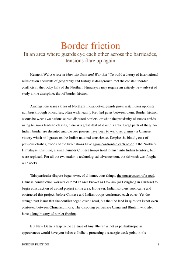 (DOC) Indo-Chinese Border Friction