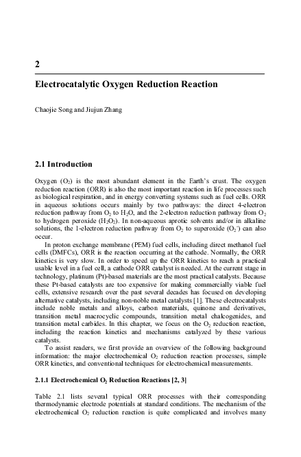 (PDF) 2 Electrocatalytic Oxygen Reduction Reaction