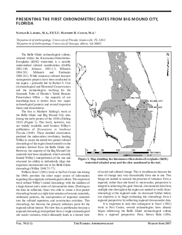 (PDF) PRESENTING THE FIRST CHRONOMETRIC DATES FROM BIG MOUND CITY, FLORIDA