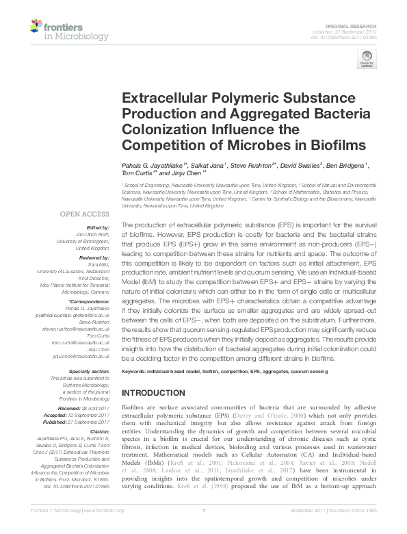 (PDF) Extracellular Polymeric Substance Production and Aggregated Bacteria Colonization ...