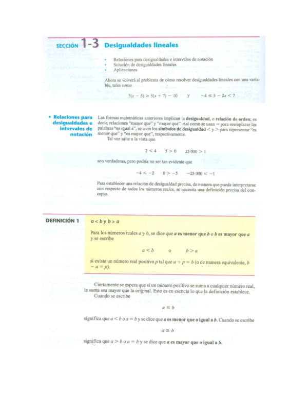 (PDF) DESIGUALDADES O INECUACIONES LINEALES