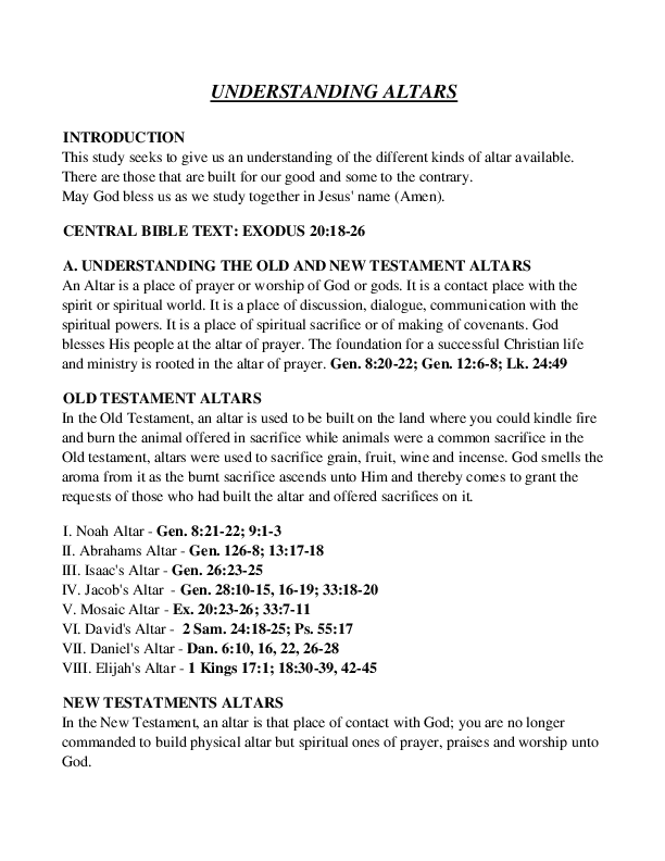 (DOC) UNDERSTANDING ALTARS