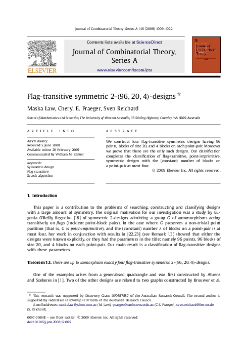 (PDF) Flag-transitive symmetric 2--designs