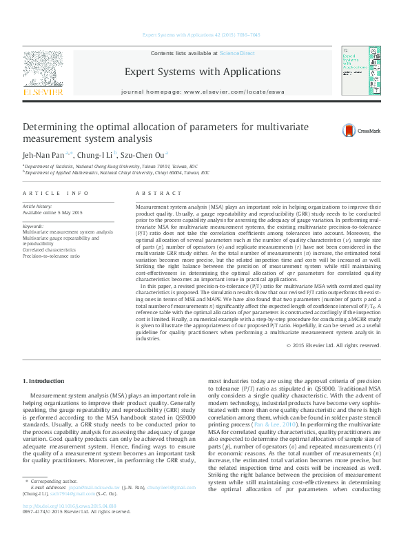 Pdf Determining The Optimal Allocation Of Parameters For Multivariate