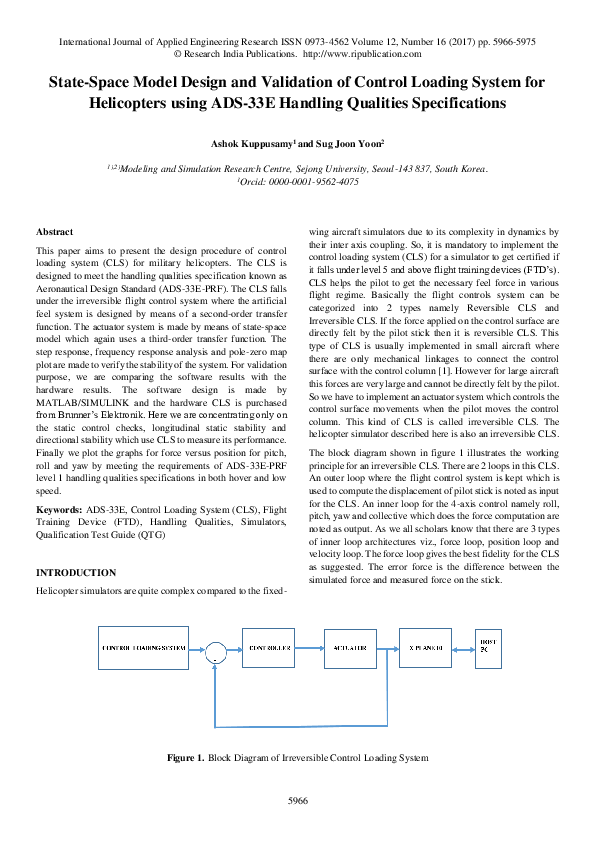 (PDF) State-Space Model Design and Validation of Control Loading System ...