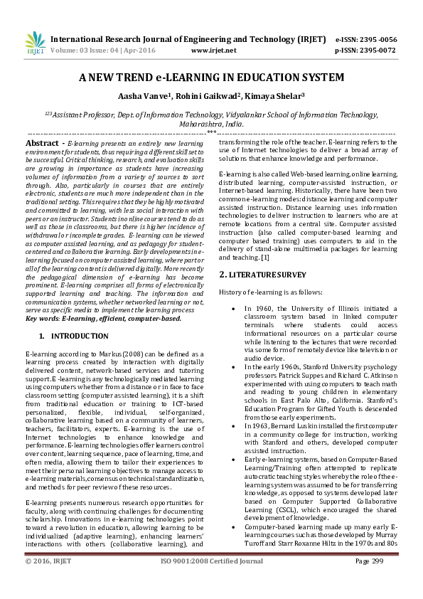 (PDF) A NEW TREND e-LEARNING IN EDUCATION SYSTEM