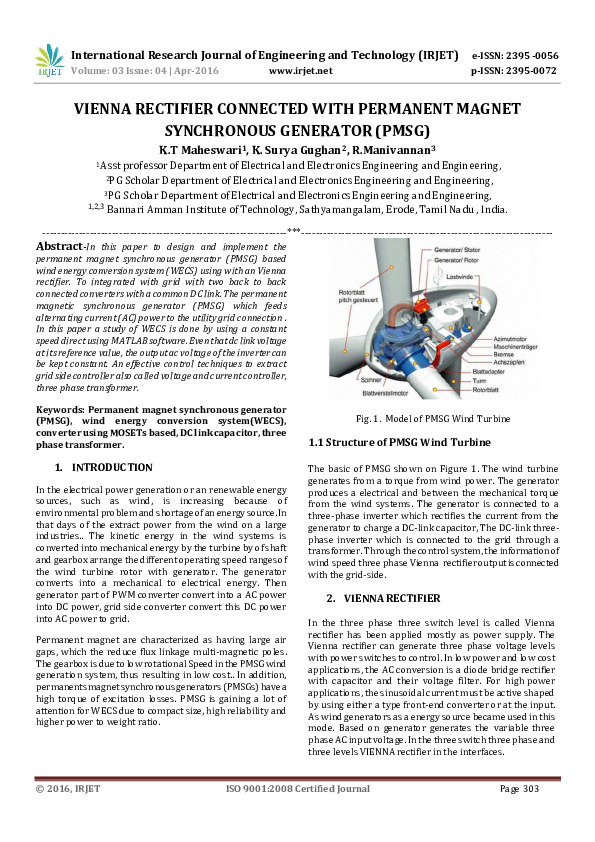 (PDF) VIENNA RECTIFIER CONNECTED WITH PERMANENT MAGNET SYNCHRONOUS ...