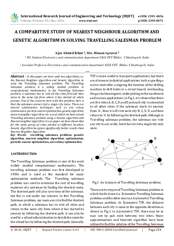 (PDF) A COMPARITIVE STUDY OF NEAREST NEIGHBOUR ALGORITHM AND GENETIC ...