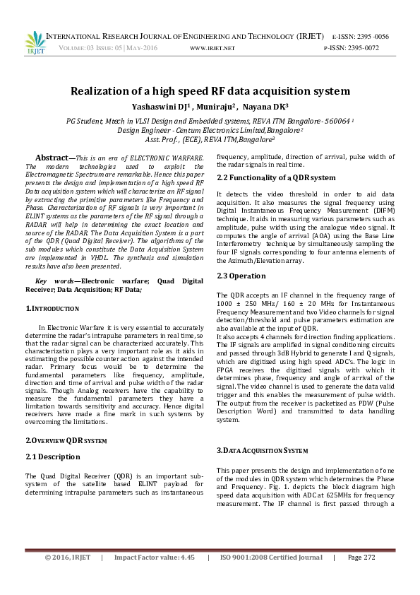 (PDF) Realization of a high speed RF data acquisition system
