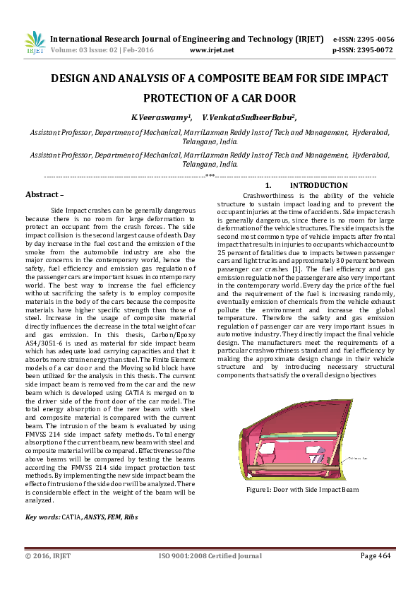 (PDF) DESIGN AND ANALYSIS OF A COMPOSITE BEAM FOR SIDE IMPACT ...