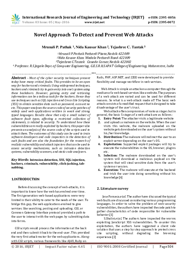 (PDF) Novel Approach To Detect and Prevent Web Attacks