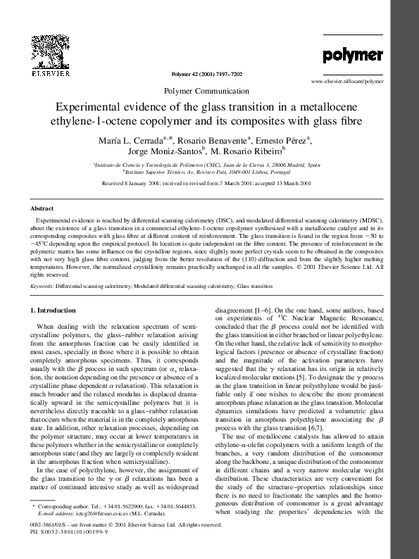 (PDF) Experimental evidence of the glass transition in a metallocene ...