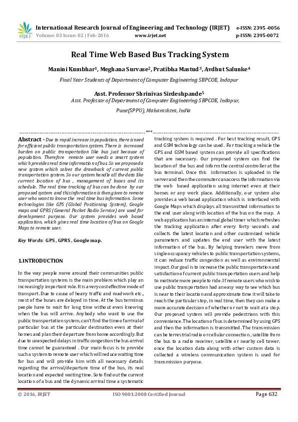 (PDF) Real Time Web Based Bus Tracking System