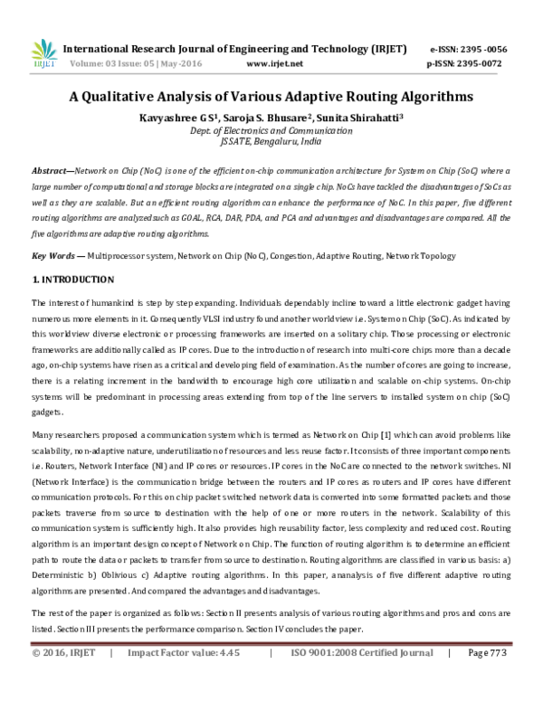 (PDF) A Qualitative Analysis of Various Adaptive Routing Algorithms