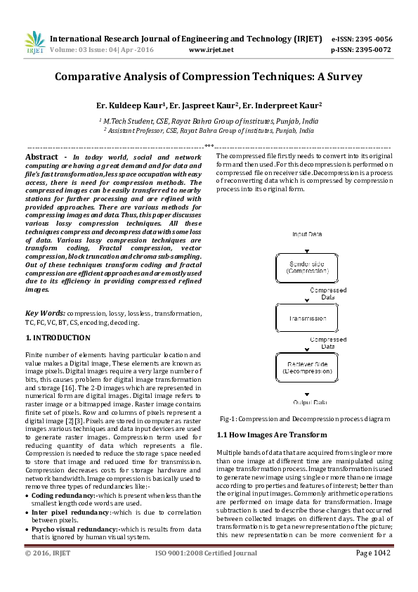 (PDF) Comparative Analysis of Compression Techniques: A Survey