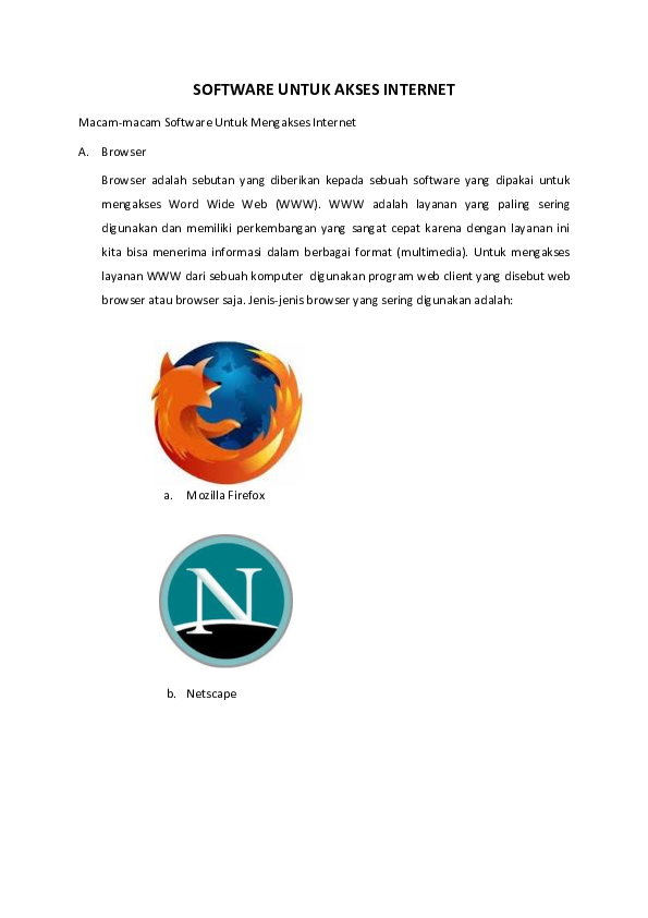 (DOC) SOFTWARE UNTUK AKSES INTERNET