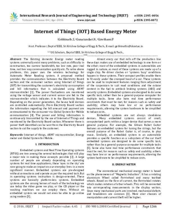 (PDF) Internet of Things (IOT) Based Energy Meter