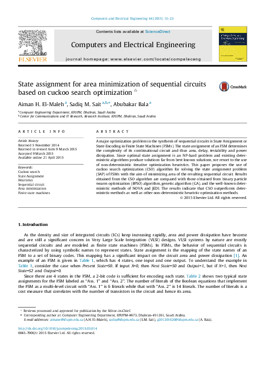 Pdf State Assignment For Area Minimization Of Sequential Circuits