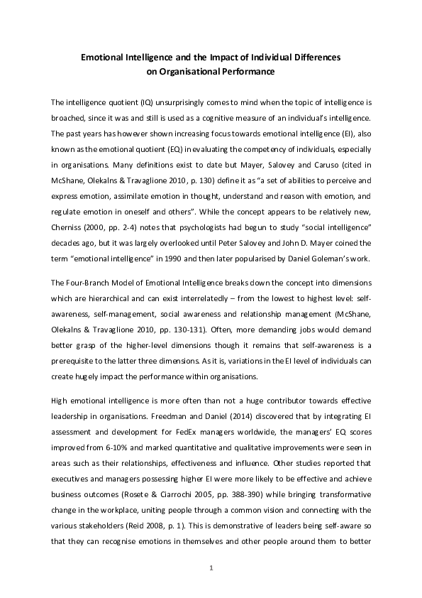 (PDF) Emotional Intelligence and the Impact of Individual Differences ...