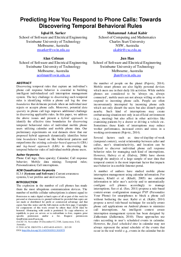(PDF) Predicting How You Respond to Phone Calls: Towards Discovering Temporal Behavioral Rules ...