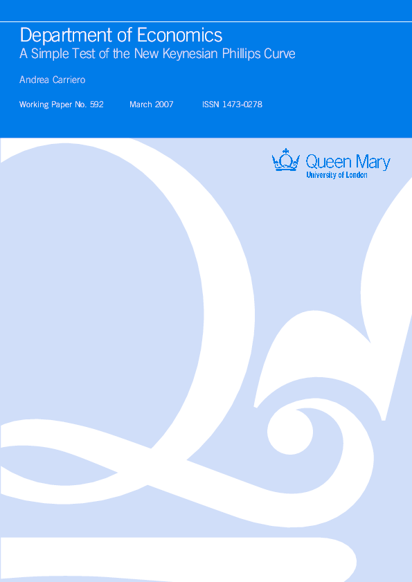 (PDF) A simple test of the New Keynesian Phillips Curve