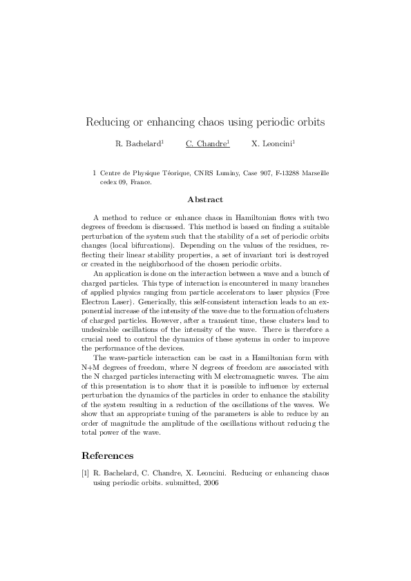 (PDF) Reducing or enhancing chaos using periodic orbits | Xavier Leoncini - Academia.edu