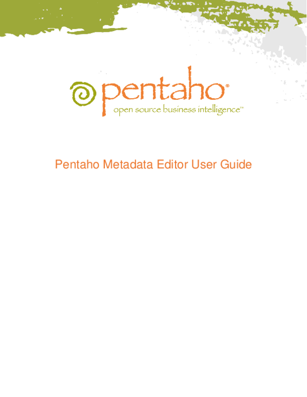 (PDF) Pentaho Metadata Editor User Guide