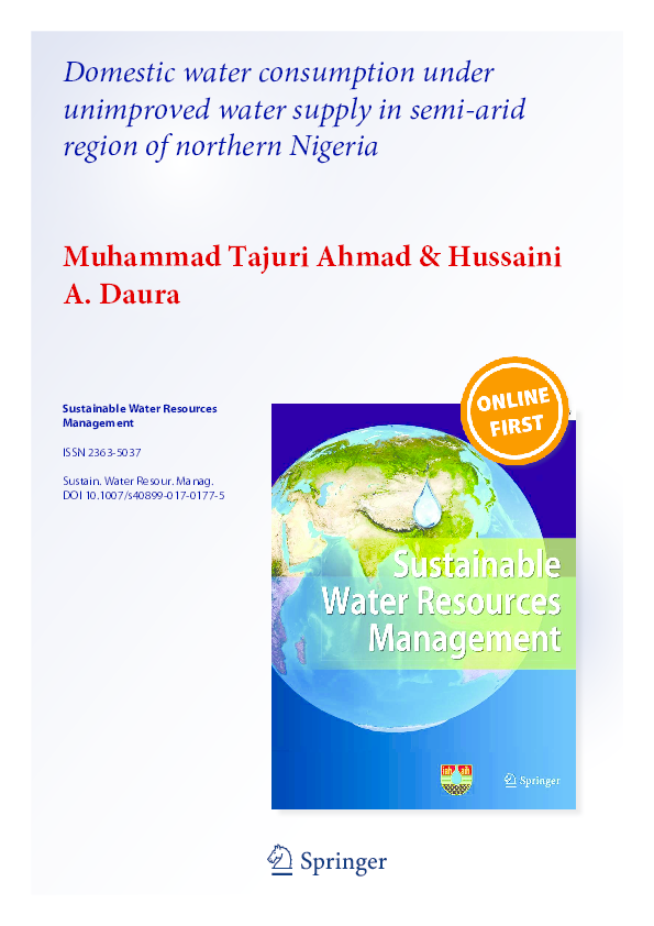 (PDF) Sustainable Water Resources Management Domestic water consumption ...
