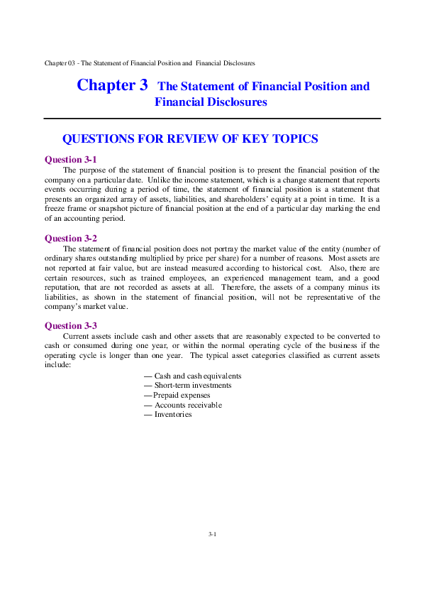 (PDF) Chapter 03 -The Statement of Financial Position and Financial ...