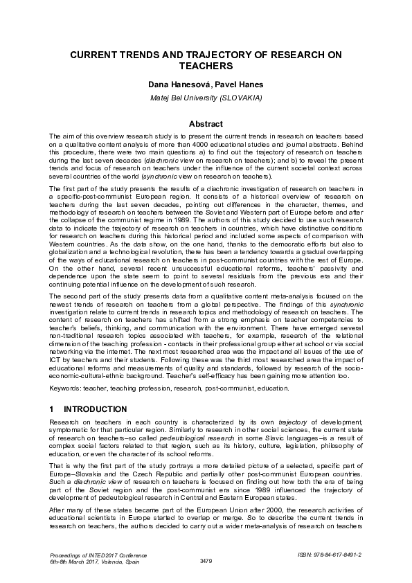 (PDF) CURRENT TRENDS AND TRAJECTORY OF RESEARCH ON TEACHERS
