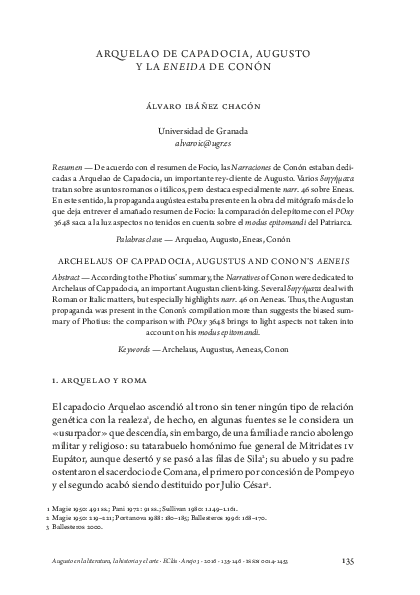 (PDF) Arquelao de Capadocia, Augusto y la "Eneida" de Conón, en Augusto ...