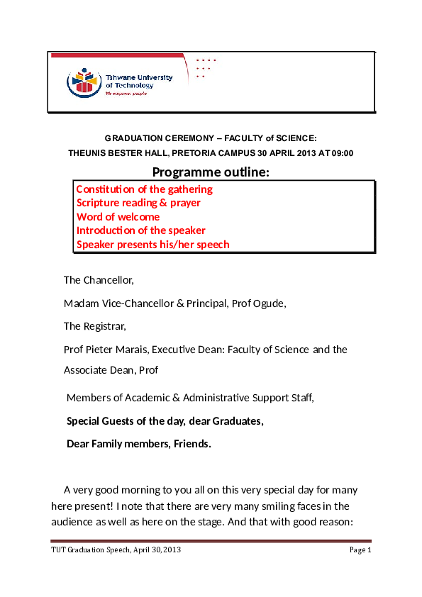 (PDF) KEY-NOTE ADDRESS "Need we look back?" - GRADUATION CEREMONY ...