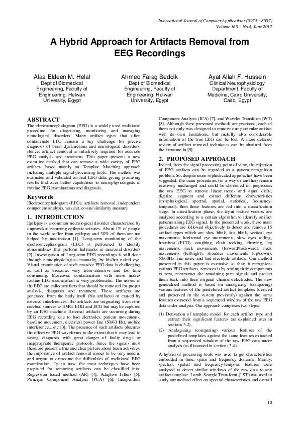 (PDF) A Hybrid Approach for Artifacts Removal from EEG Recordings