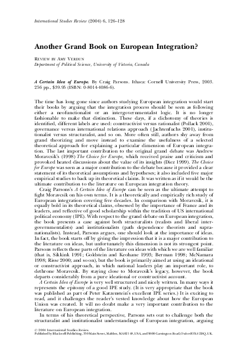 (PDF) Another Grand Book on European Integration?