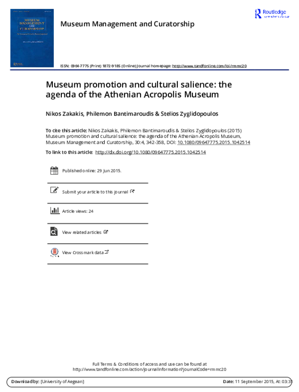 (PDF) Museum Promotion and Cultural Image: The case of the Acropolis Museum