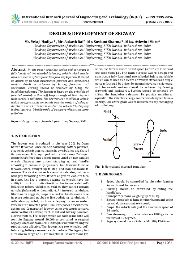 (PDF) DESIGN & DEVELOPMENT OF SEGWAY
