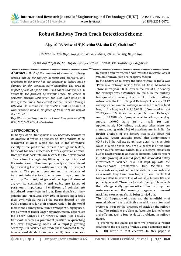 Pdf Robust Railway Track Crack Detection Scheme