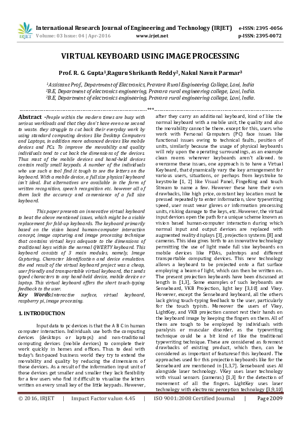 (PDF) VIRTUAL KEYBOARD USING IMAGE PROCESSING | IRJET Journal ...