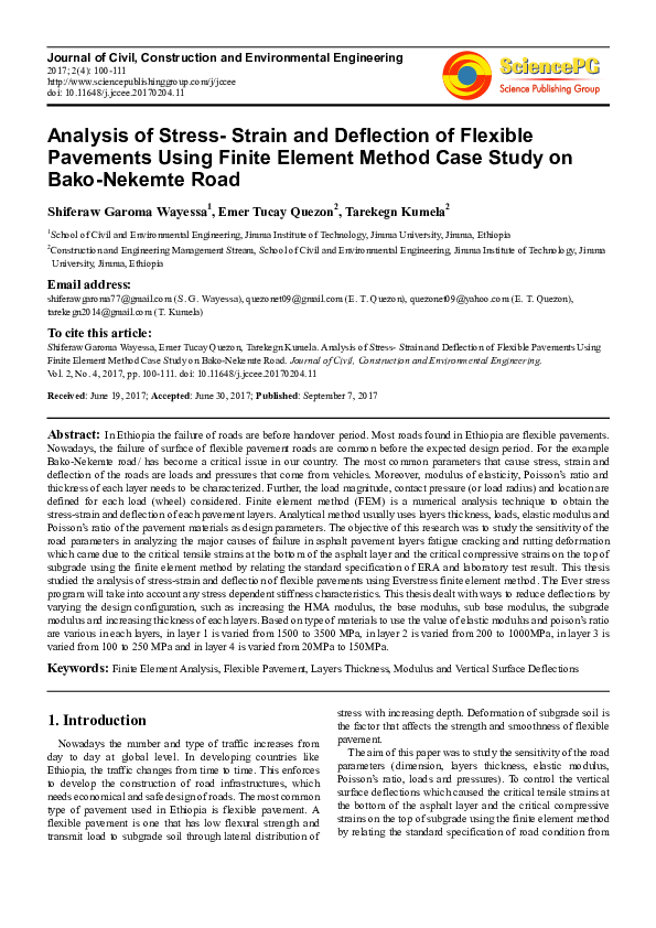 Pdf Analysis Of Stress Strain And Deflection Of Flexible Pavements Using Finite Element Method