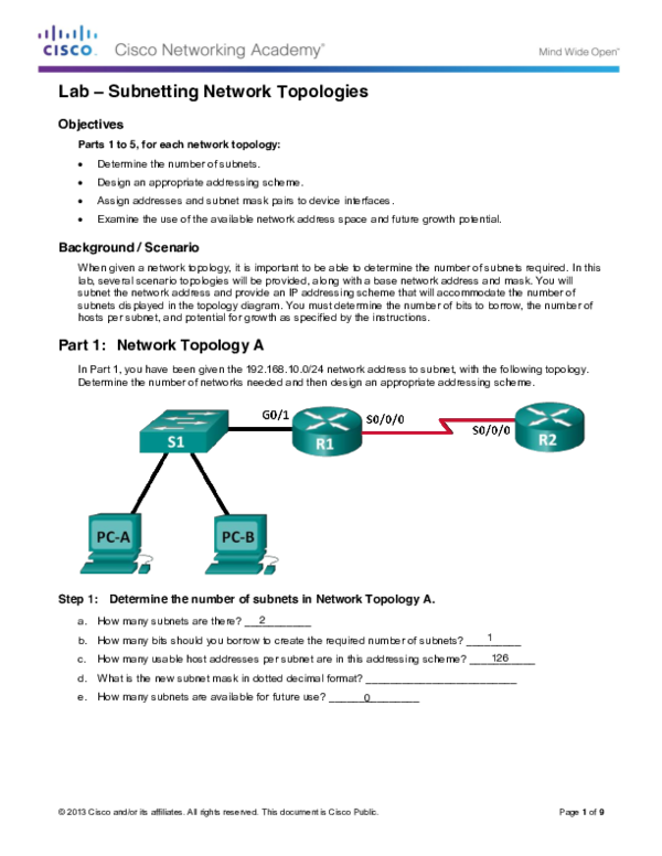 (PDF) Lab 9 - Subnetting Network Topologies (1)