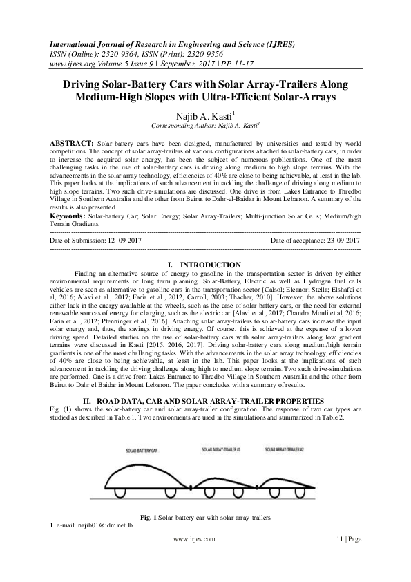 (PDF) Driving Solar-Battery Cars with Solar Array-Trailers Along Medium ...