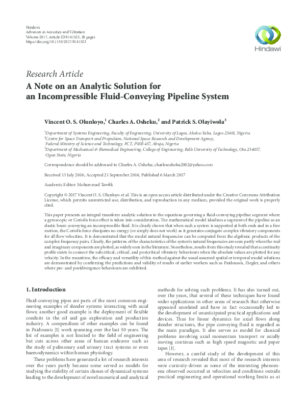 Pdf A Note On An Analytic Solution For An Incompressible Fluid