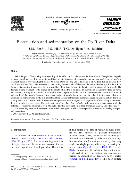 (PDF) Flocculation and sedimentation on the Po River Delta