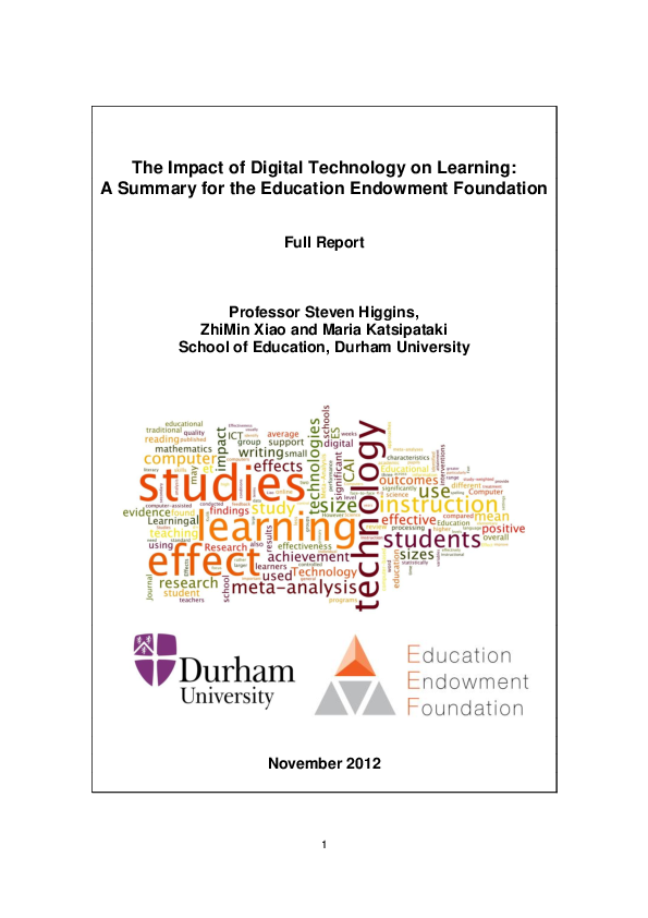 (PDF) The Impact of Digital Technology on Learning: A Summary for the ...