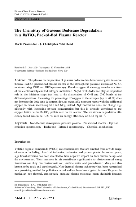(PDF) The Chemistry of Gaseous Dodecane Degradation in a BaTiO 3 Packed ...