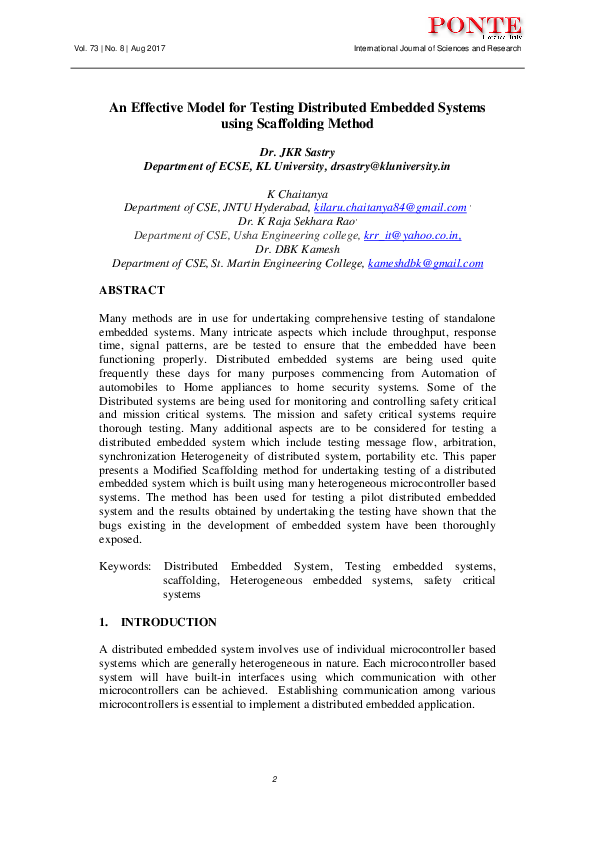 Pdf Ponte An Effective Model For Testing Distributed Embedded Systems Using Scaffolding