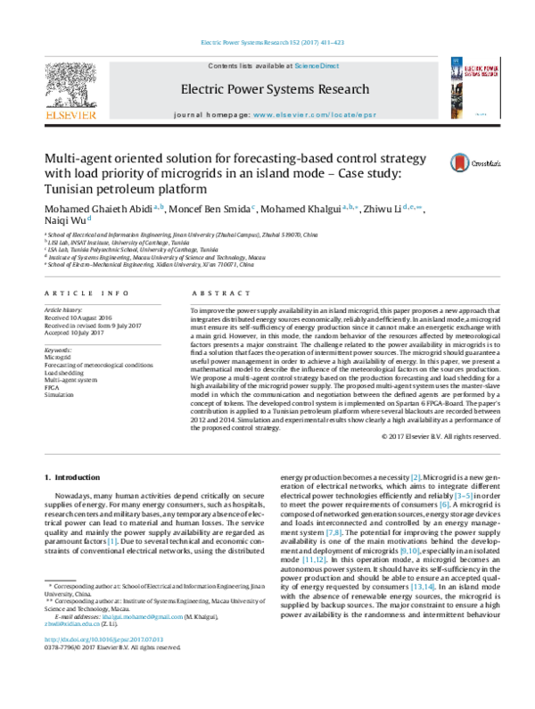 Pdf Multi Agent Oriented Solution For Forecasting Based Control Strategy With Load Priority Of